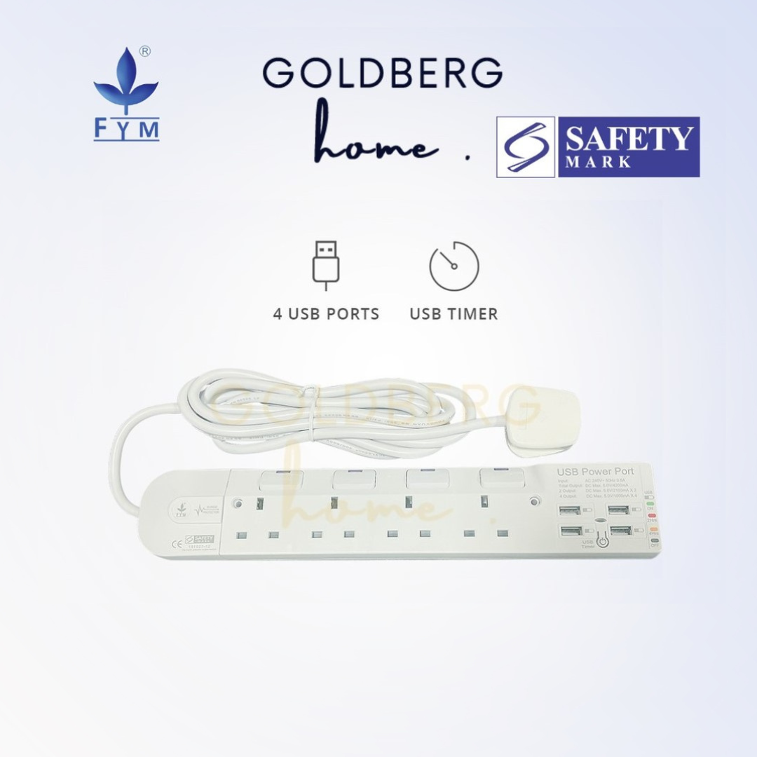 FYM Extension Socket with 4 USB Ports | Goldberg Home SG