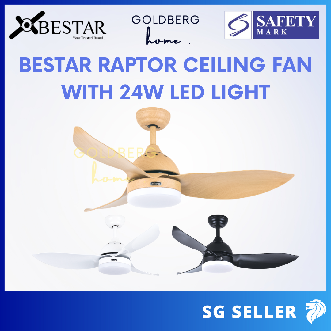 Bestar Raptor Ceiling Fan with Light 33" 38" 48" | Goldberg Home SG