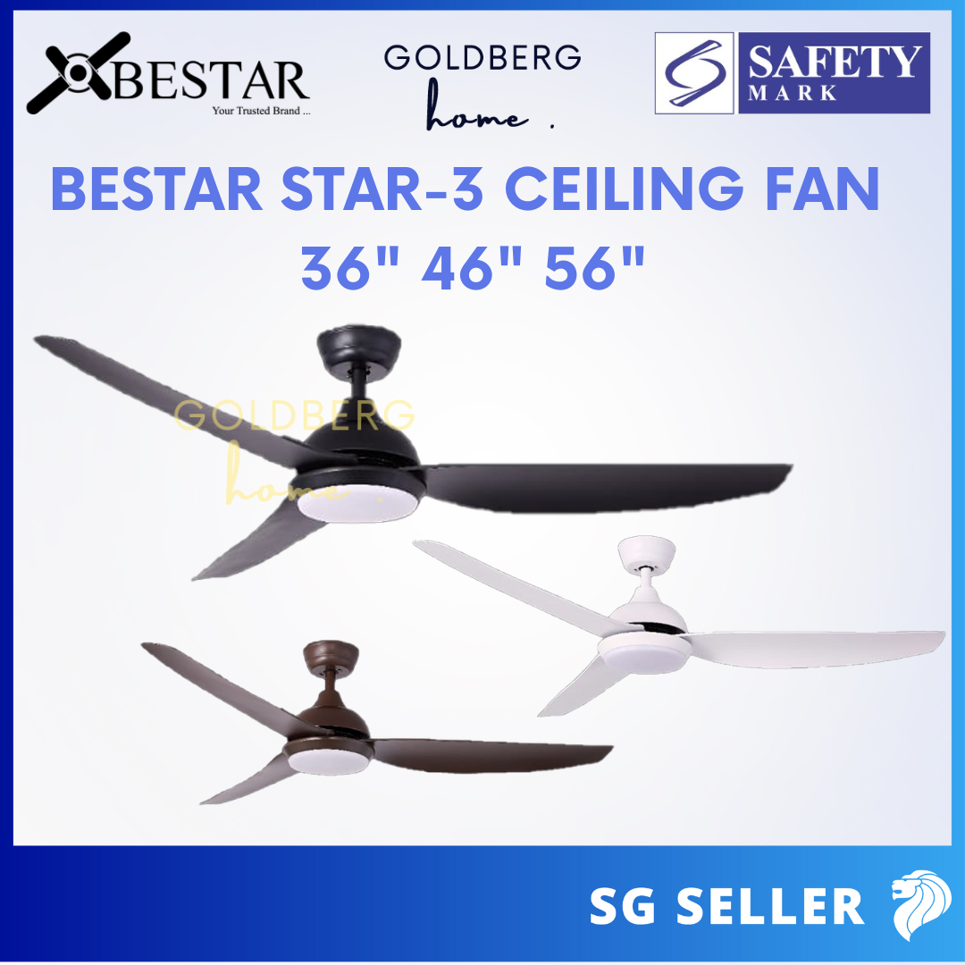 Bestar Star-3 Ceiling Fan w/ 24W LED Light | Goldberg Home